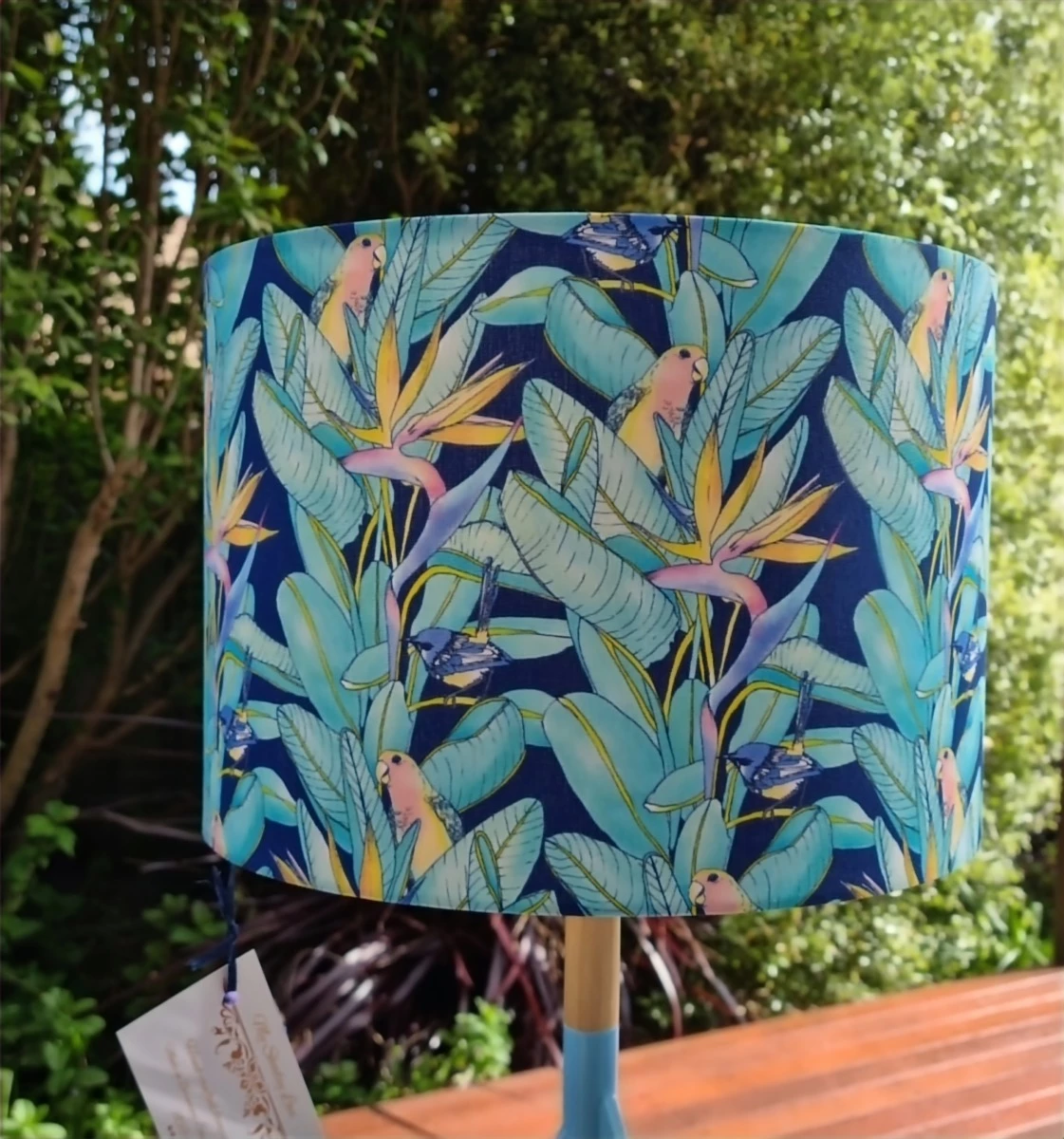 Birds and tropical foliage lampshade. Bird of paradise lampshade, fairy ...